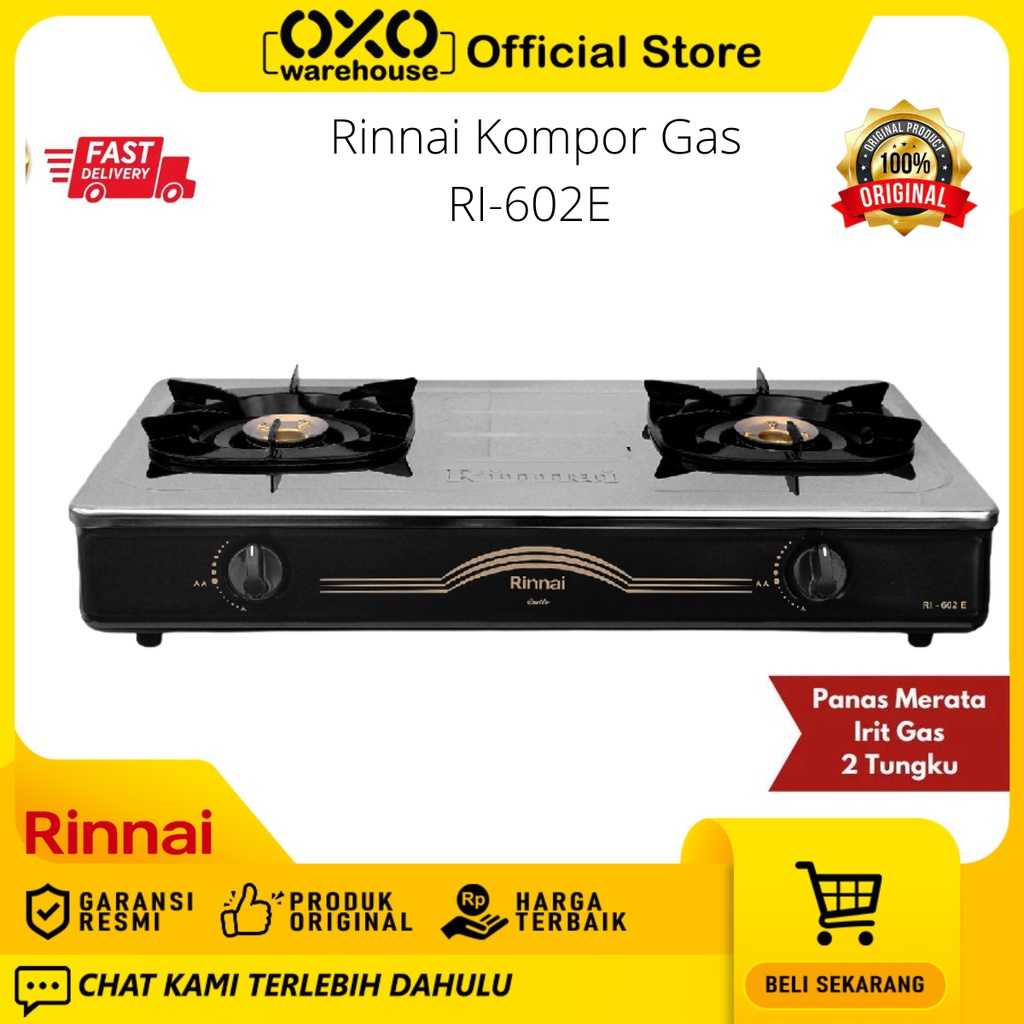 Jual Rinnai Kompor Gas RI-602E 2 Tungku Garansi Resmi | Shopee Indonesia
