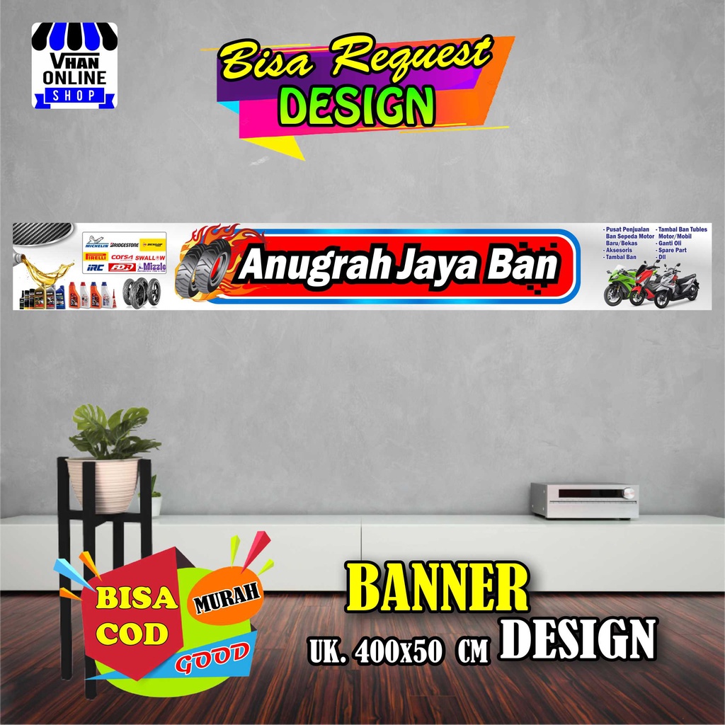 Jual Spanduk Banner Backdrop Toko Ban, Sparepart, Bengkel Keren, Murah ...