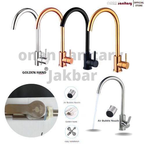 Jual Kran Kitchen sink Angsa Single Sus 304 Golden Hand/Kran Angsa Cuci ...