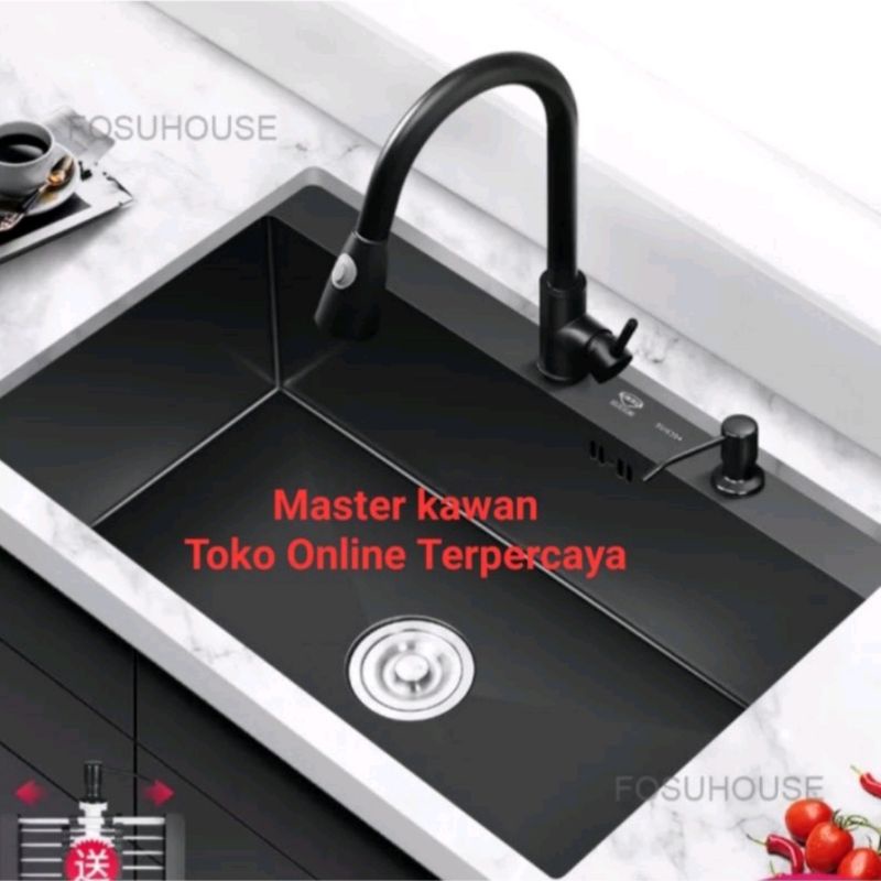 Jual Paket Kitchen Sink Stainless VALPRA 6045 HITAM / Bak Cuci Piring ...