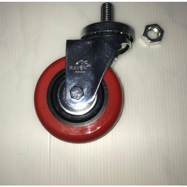 Jual Roda PU Merah 4" Raven Germany Drat Hidup Medium Duty Red PU ...