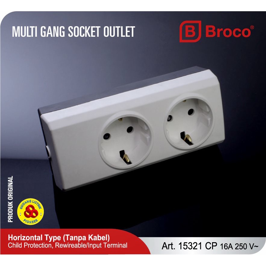 Jual Broco Stop Kontak 2 Lubang 15321 CP Socket Terminal 2 Lbg | Shopee ...