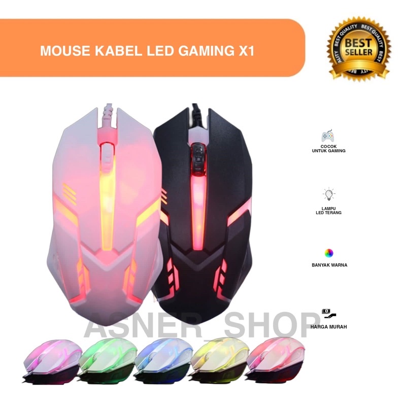 Jual Mouse Kabel Gaming X1 Laptop Komputer usb LED Gaming Wired Non ...