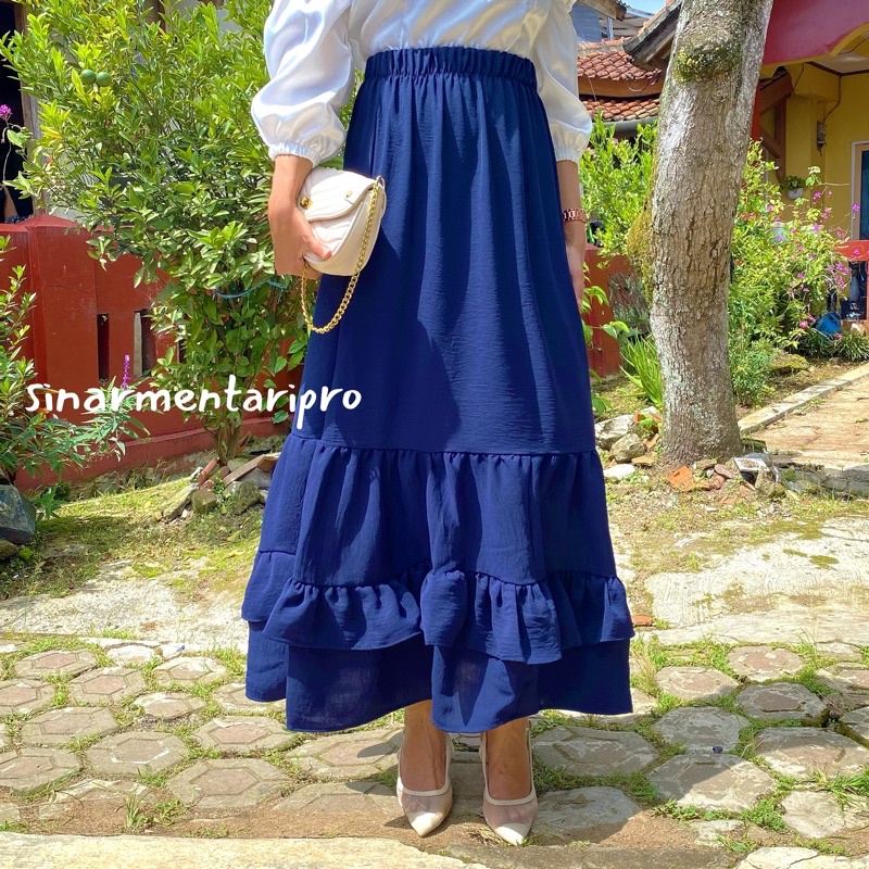 Jual Rok Ruffle Crinkle Magic Anti Kusut | Shopee Indonesia