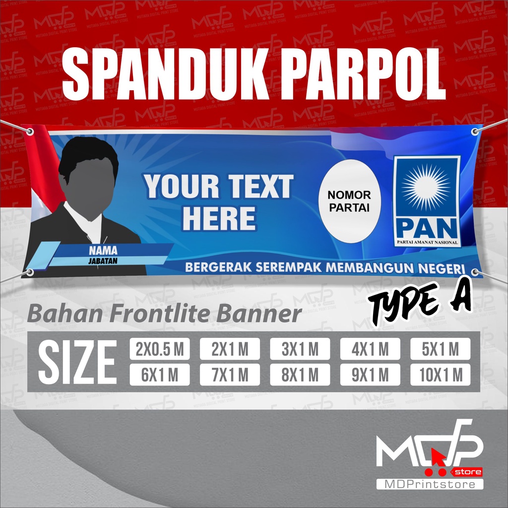 Jual SPANDUK 10X1 BANNER PARPOL PARTAI POLITIK KAMPANYE PEMILU PAN ...