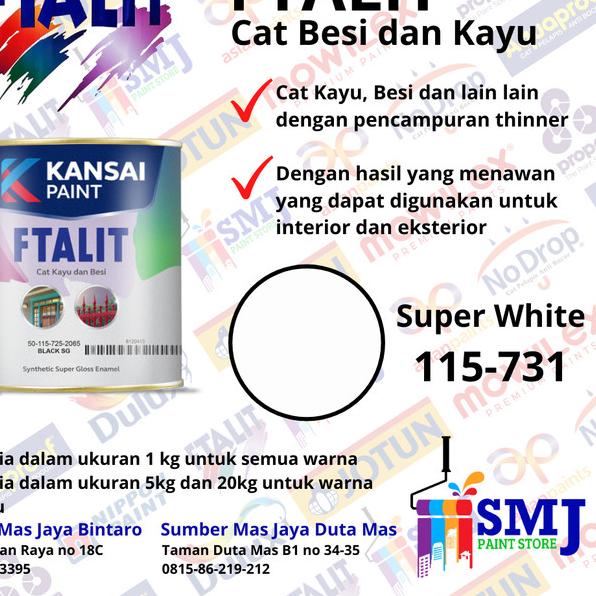 Jual Cat Besi / Kayu Minyak FTALIT Putih Kilap / Super White 731 - 1 kg ...