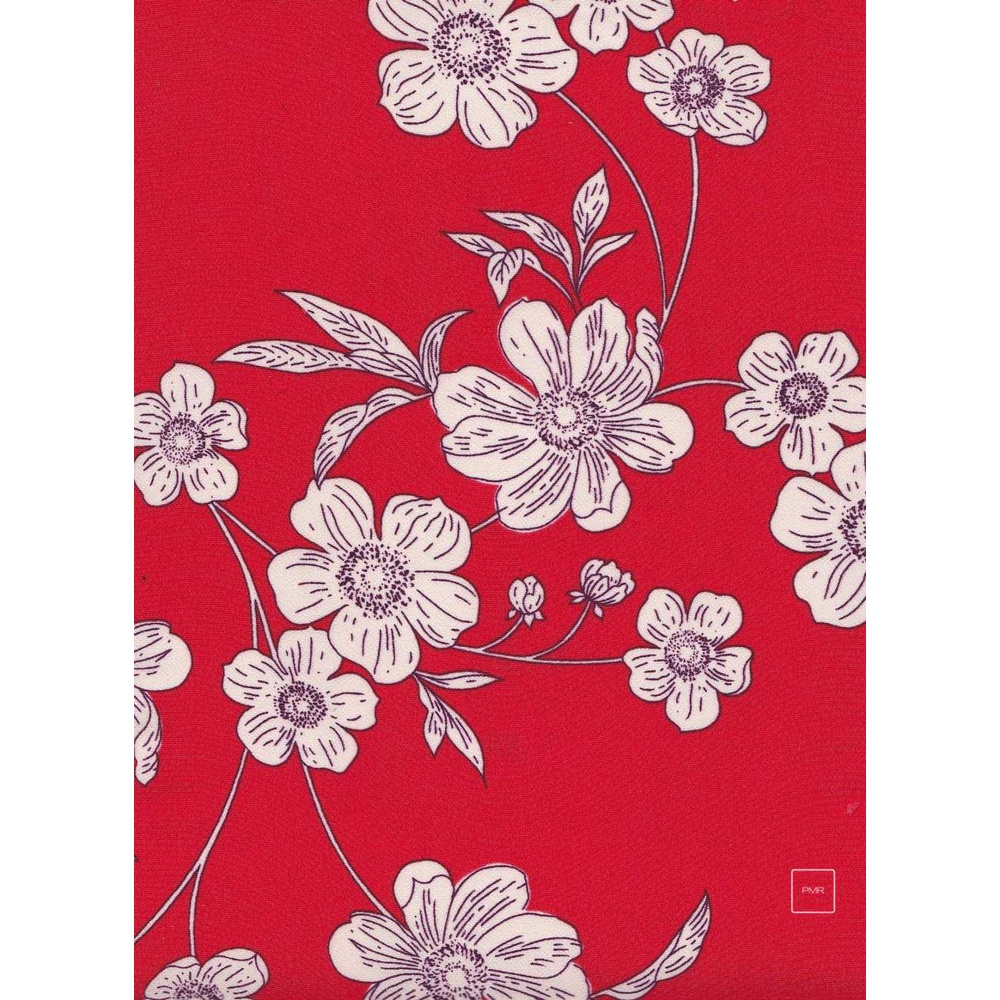 Jual JENIS KAIN CREPE - MOTIF BUNGA BG RED bahan 100% Polyester ...