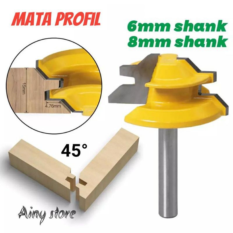 Jual Mata Profil Sambungan Kayu 45 derajat Lock Mitter Router Bit ...