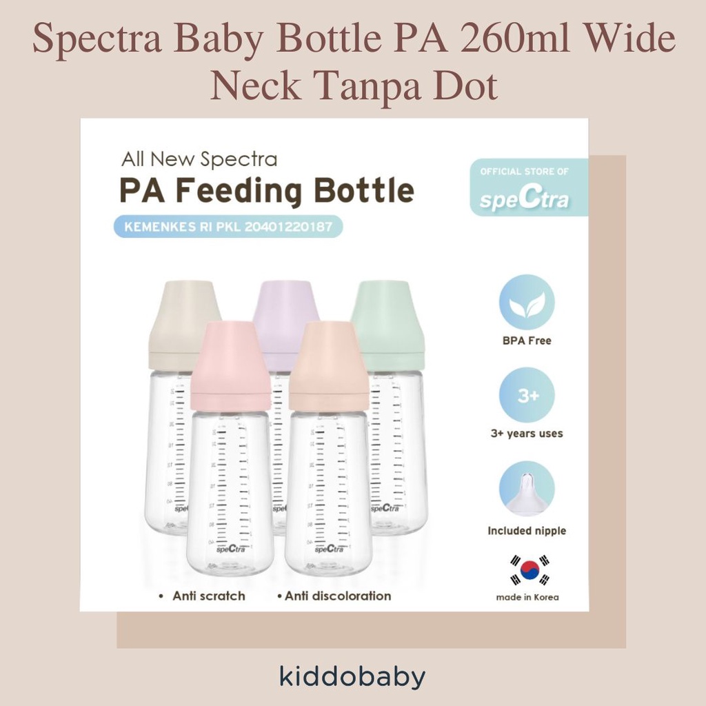 Jual Spectra Baby Bottle PA 260ml Wide Neck Tanpa Dot | Botol Susu | Shopee Indonesia