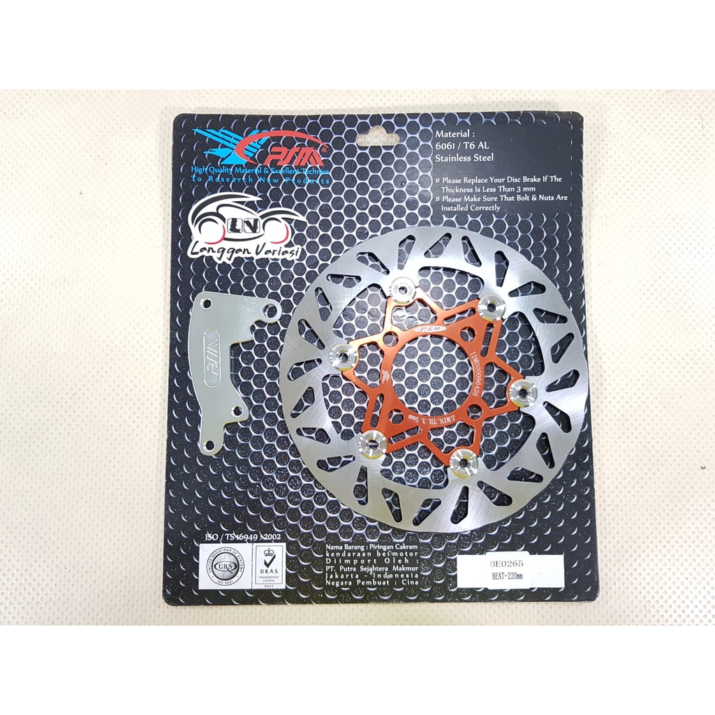 Jual Disc Brake Piringan Cakram PSM 220mm Beat Scoopy Vario 125 ( 0265 ...