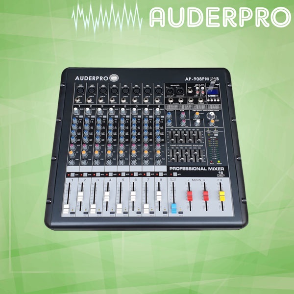 Jual POWER MIXER PROFESSIONAL AUDERPRO AP-908PM AKORD USB, 8 CHANEL USB ...