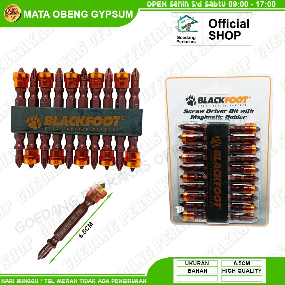 Jual Mata Obeng Gypsum Magnet Blackfoot PH1 PH2 X 65MM Screwdriver ...