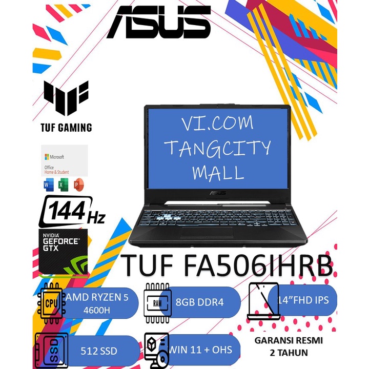 Jual ASUS TUF FA506IHRB R565B6TO11 RYZEN 5 4600 8GB 512SSD GTX1650 4GB ...