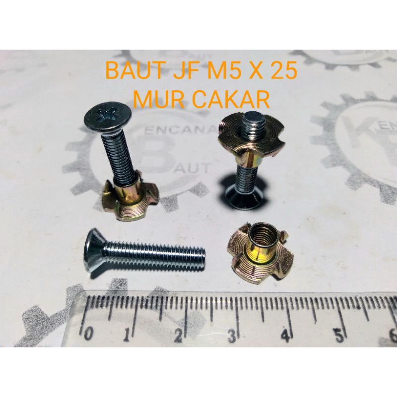 Jual BAUT JF M5 X 25 MM GALVANIS DAN MUR CAKAR / BAUT SPEAKER KUNCI OBENG PLUS(+) | Shopee Indonesia