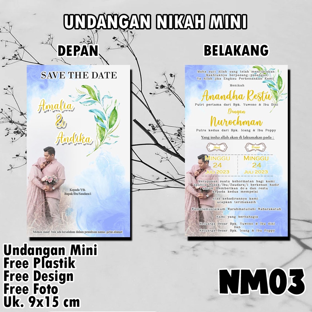 Jual Undangan pernikahan Mini Murah Ukuran 9x15 cm (NM03) | Shopee ...