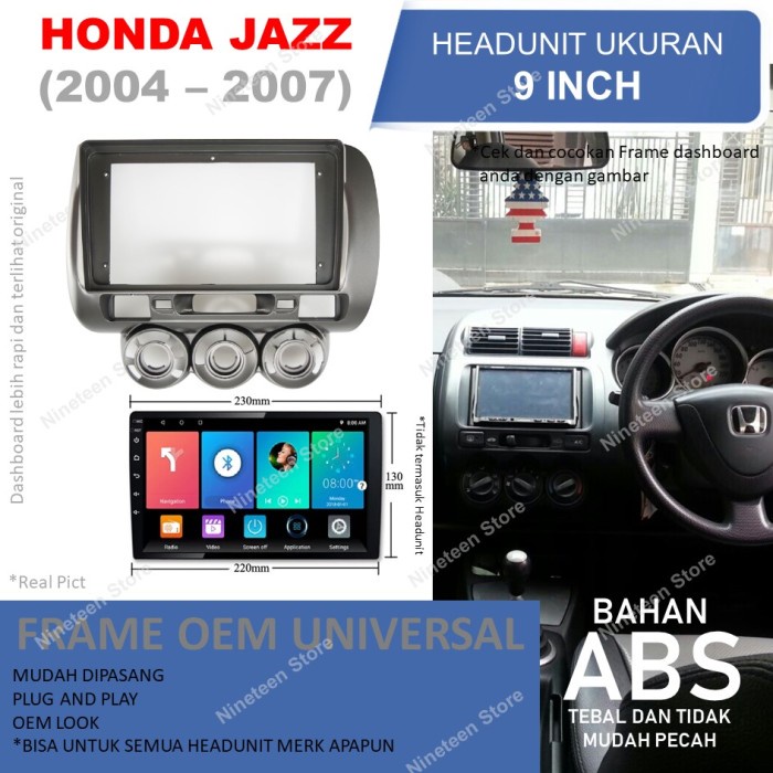 Jual Frame Panel Honda Jazz GD3 Untuk Head unit Android 9 Inch | Shopee ...
