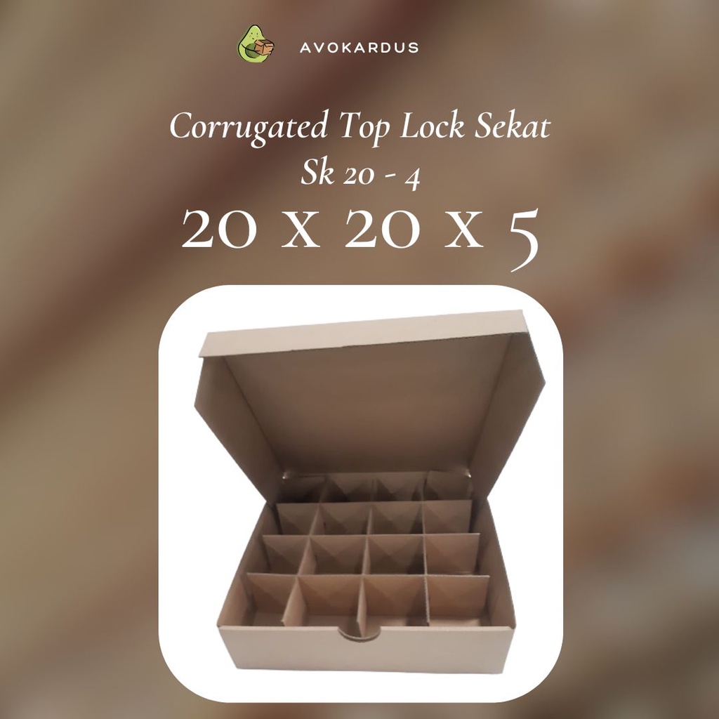 Jual Kardus Top Lock 20x20x5 + Sekat Sk20-4 Corrugated Die Cut/Dus ...