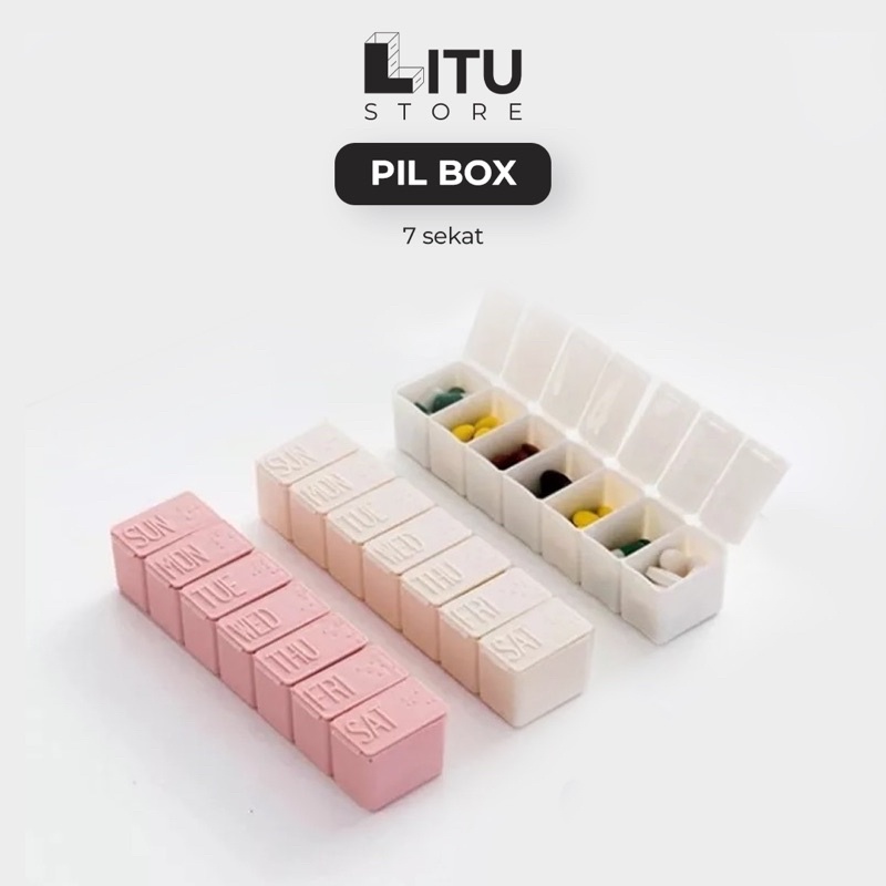 Jual Pil box 7 sekat Kotak tempat obat pil vitamin 7 day ada tulisan ...