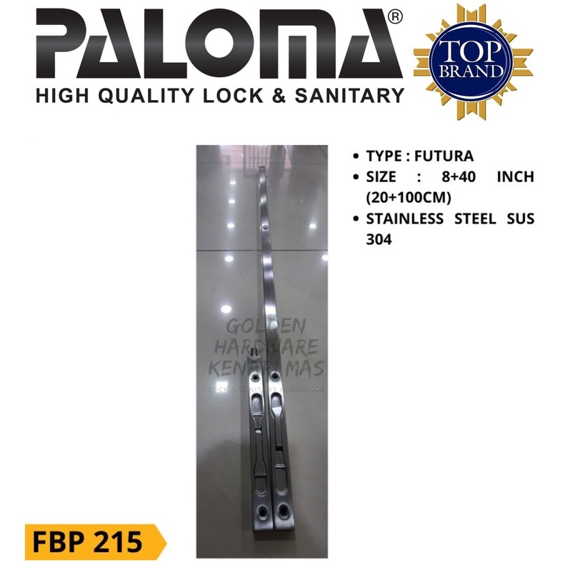 Jual PALOMA FBP 215 Flush Bolt Grandel Tanam Slot Pintu Kayu Panjang 8"+40" Satin Stainless ...