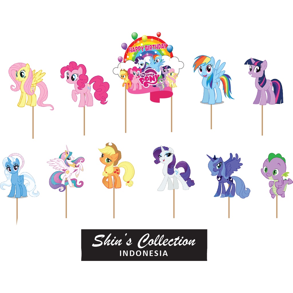 Jual Cake topper Little Pony Kuda Poni 02 set isi 11 pcs | Shopee Indonesia
