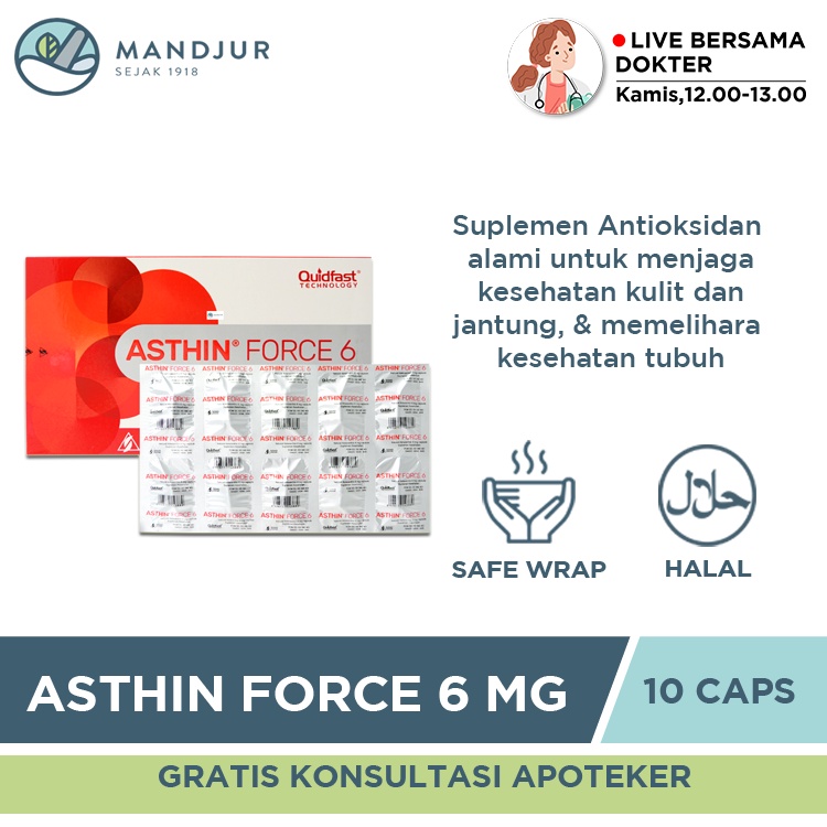 Jual Asthin Force 6 Mg 10 Kapsul - Suplemen Antioksidan Menjaga ...