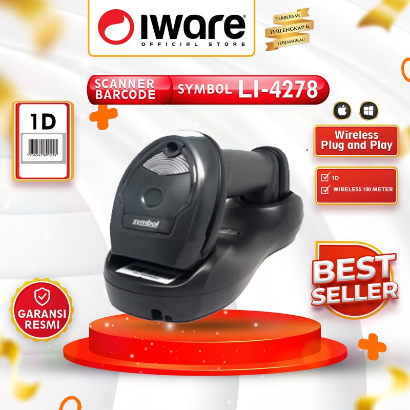 Jual Barcode Scanner 1D Symbol LI-4278 Wireless 100 Meter LI 4278 | Shopee Indonesia