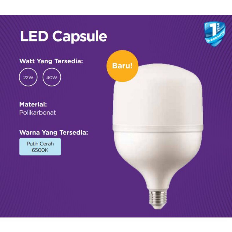 Jual Lampu LEDBulb Capsule Ecolink 22 Watt Cahaya Putih | Shopee Indonesia