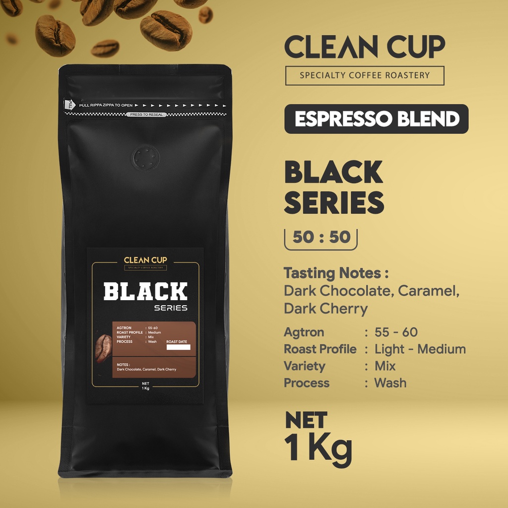 Jual Kopi Clean Cup Black Series House Blend Whole Bean 1Kg | Shopee ...
