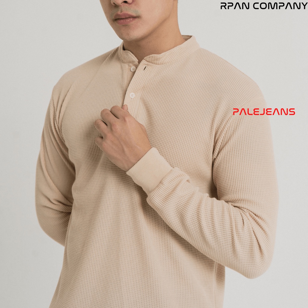 Jual PALEJEANS Tshirt Henley WAFFLE Long Sleeve RPAN.CO / Henley Big ...