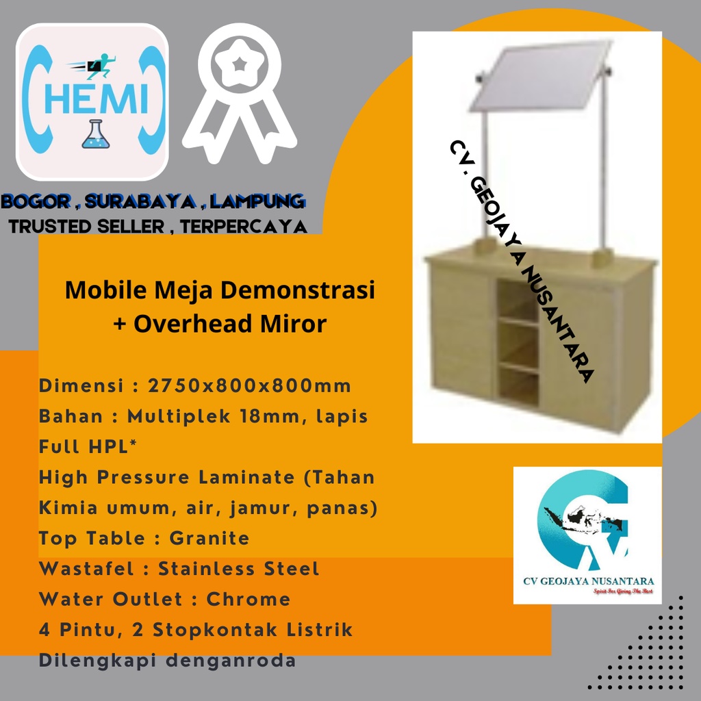 Jual Mobile Meja Demonstrasi + Overhead Miror Dimensi : 2750x800x800mm ...