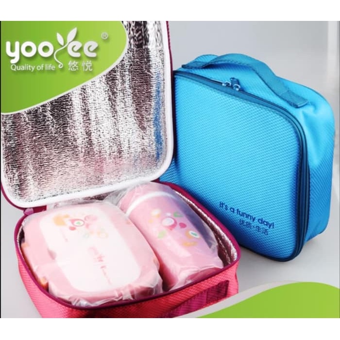 Jual Kotak Makan Lunch Box Yooyee + Tas + Botol [ 592 ] | Shopee Indonesia