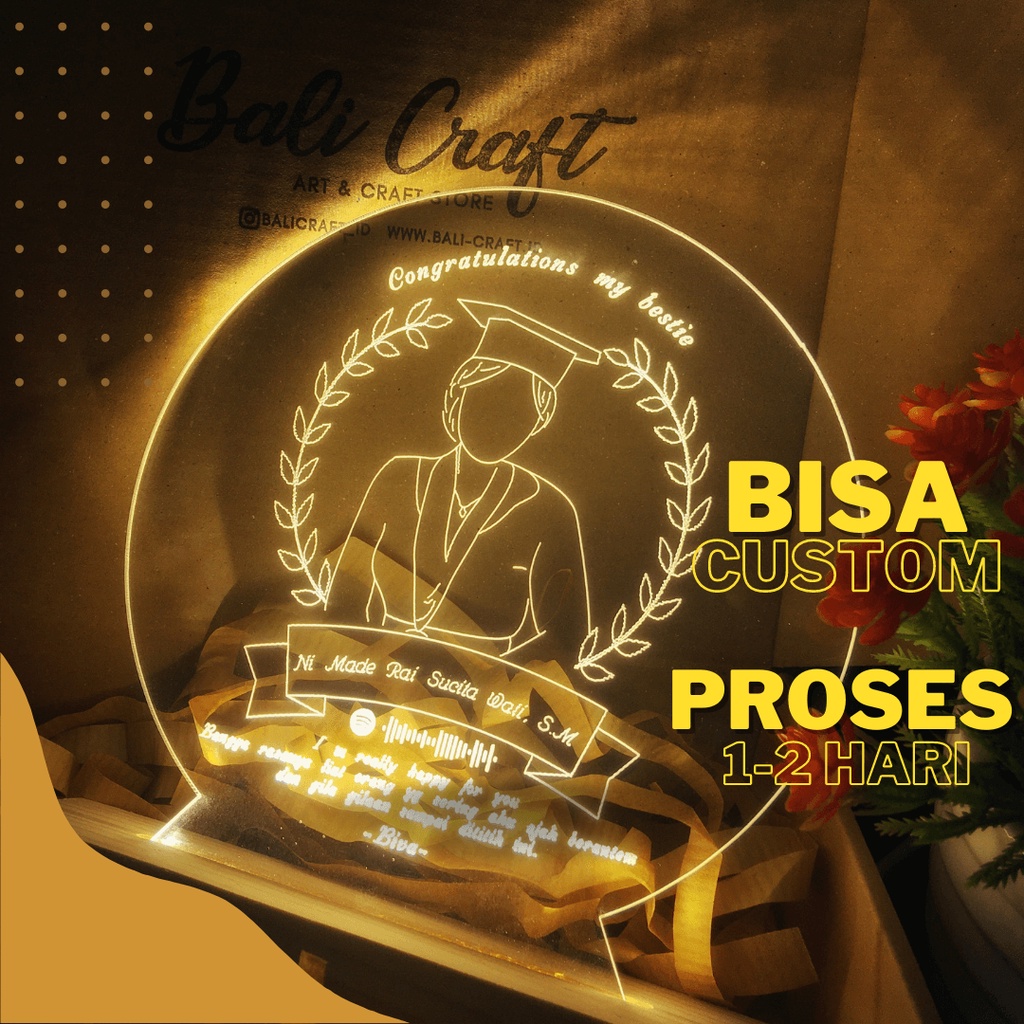 Jual Custom Acrylic led/ lampu tidur / led akrilik/ kado wisuda ...