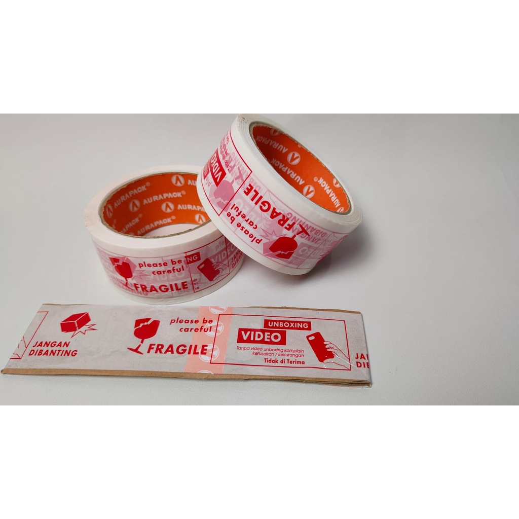 Jual Lakban Fragile Video Unboxing Aurapack Putih Ukuran 45 mm x 50 m ...