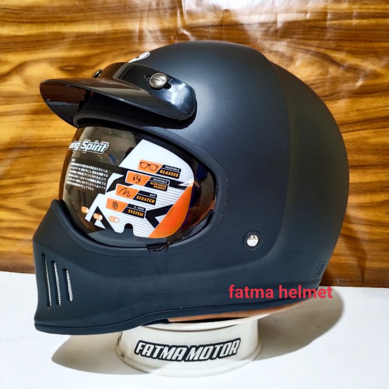 Jual HELM RETRO INK TROOPER SOLID BLACK DOFT | Shopee Indonesia