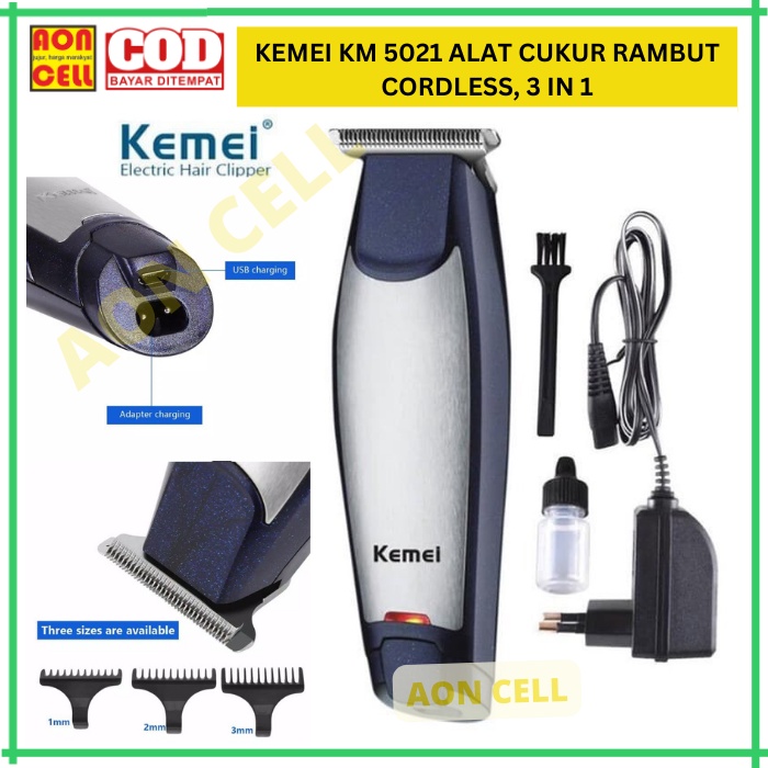Jual Kemei KM5021 KM 5021 Hair Clipper Cordless Port Cukur Rambut DUAL DC | Shopee Indonesia