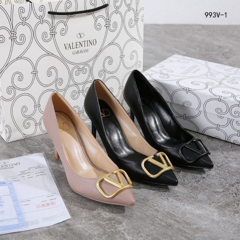 Jual Valentino Garavani VG-Logo Luxury High Heels #993V-1 | Shopee ...