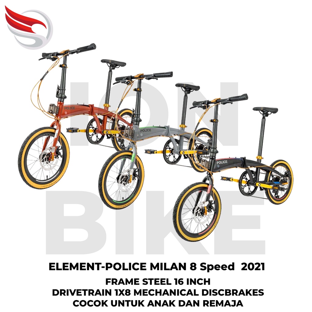 Jual Sepeda Lipat 16 Element Police Milan - Seli 16 inch Folding Bike 8 ...