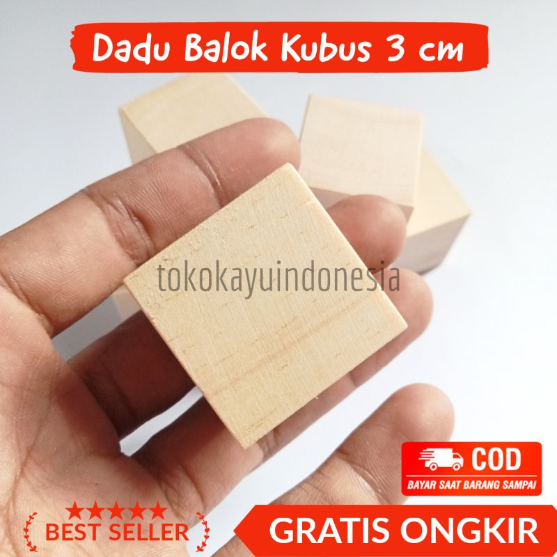Jual Dadu Balok Kubus 3x3x3 cm Kayu Pinus Toko Kayu Indonesia | Shopee ...