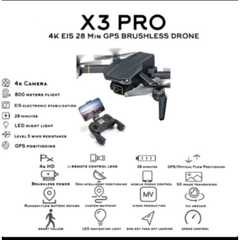 Jual drone x3 pro max | Shopee Indonesia