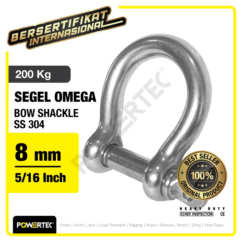 Jual POWERTEC Bow Shackle Omega Stainless Steel 304 8mm Segel SS ...