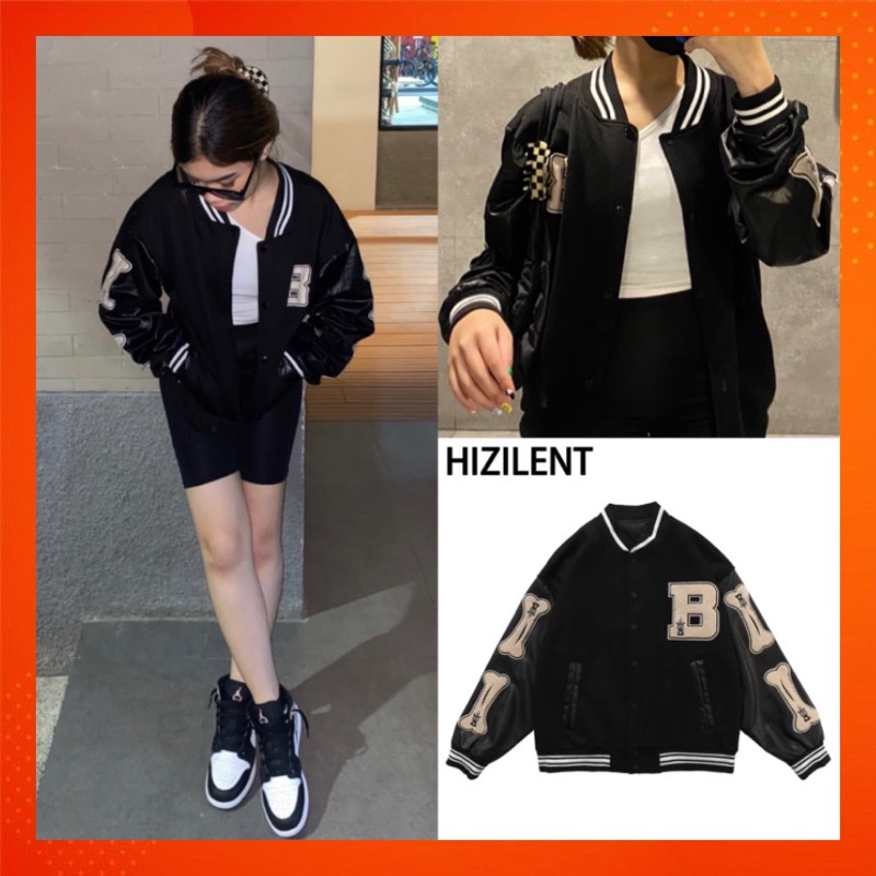 Jual BLACK BONE VARSITY / VARSITY FULL BORDIR / VARSITY BASEBALL HITAM ...