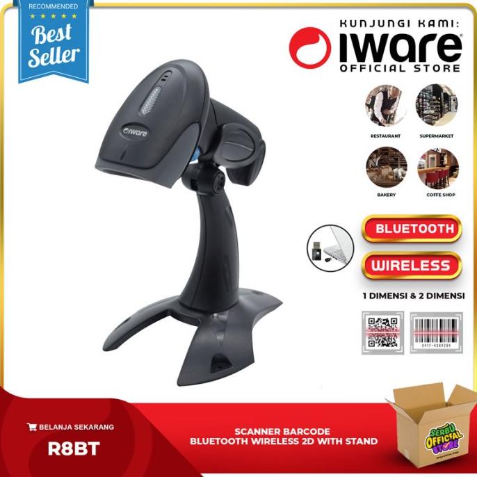 Jual SCANNER BARCODE BLUETOOTH WIRELESS 2D IWARE R8BT WITH STAND ...