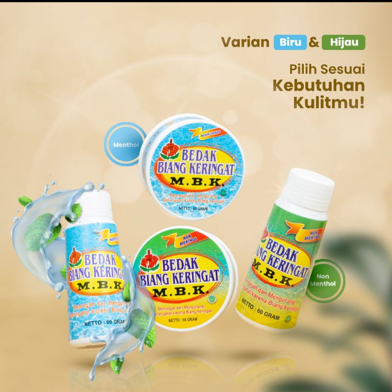 Jual Bedak Biang Keringat MBK Biru dan Hijau Original Isi 60 gr ...