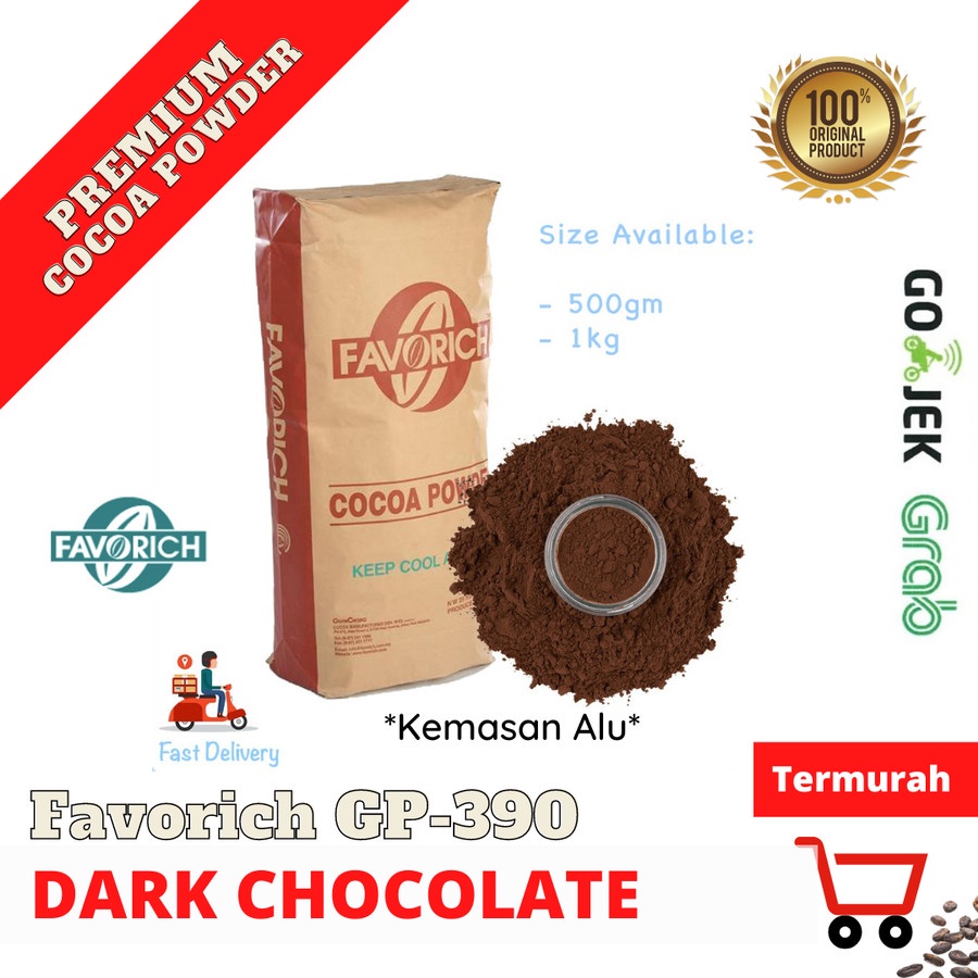 Jual Favorich GP390 Cocoa Powder Dark Chocolate 25 kg / 1 sak | Shopee ...