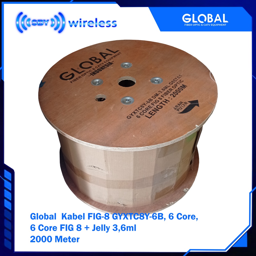 Jual Kabel GLOBAL 6 Core FIG 8 + Jelly 3,6ml 2Km GYXTC8Y-6B 6Core FIG8 Fiberoptic Cable ...