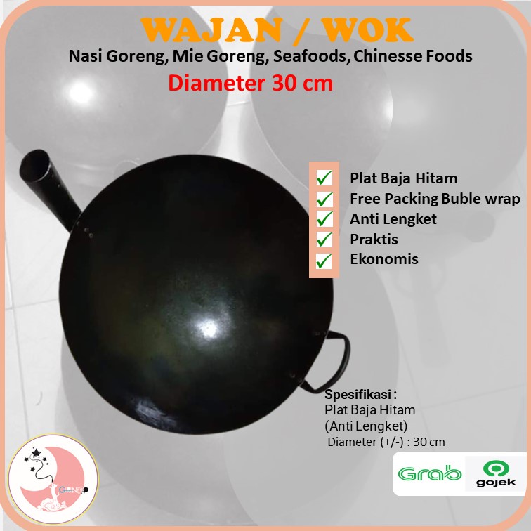 Jual Giri neko wajan nasi goreng anti lengket baja hitam Kecil diameter ...