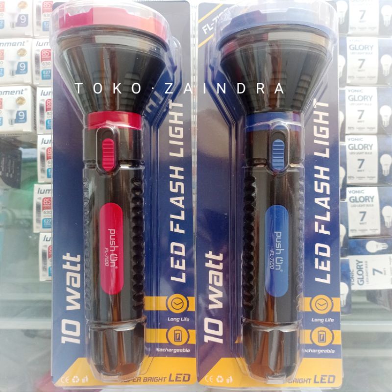 Jual senter tangan flash light LED cas besar push on 10 watt super ...