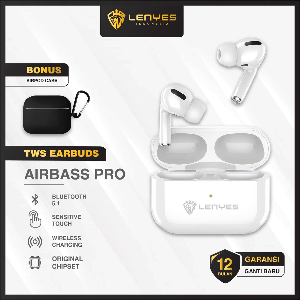 Jual LENYES AIRBASS PRO TWS wireless bluetooth 5.1 earbuds smart touch ...
