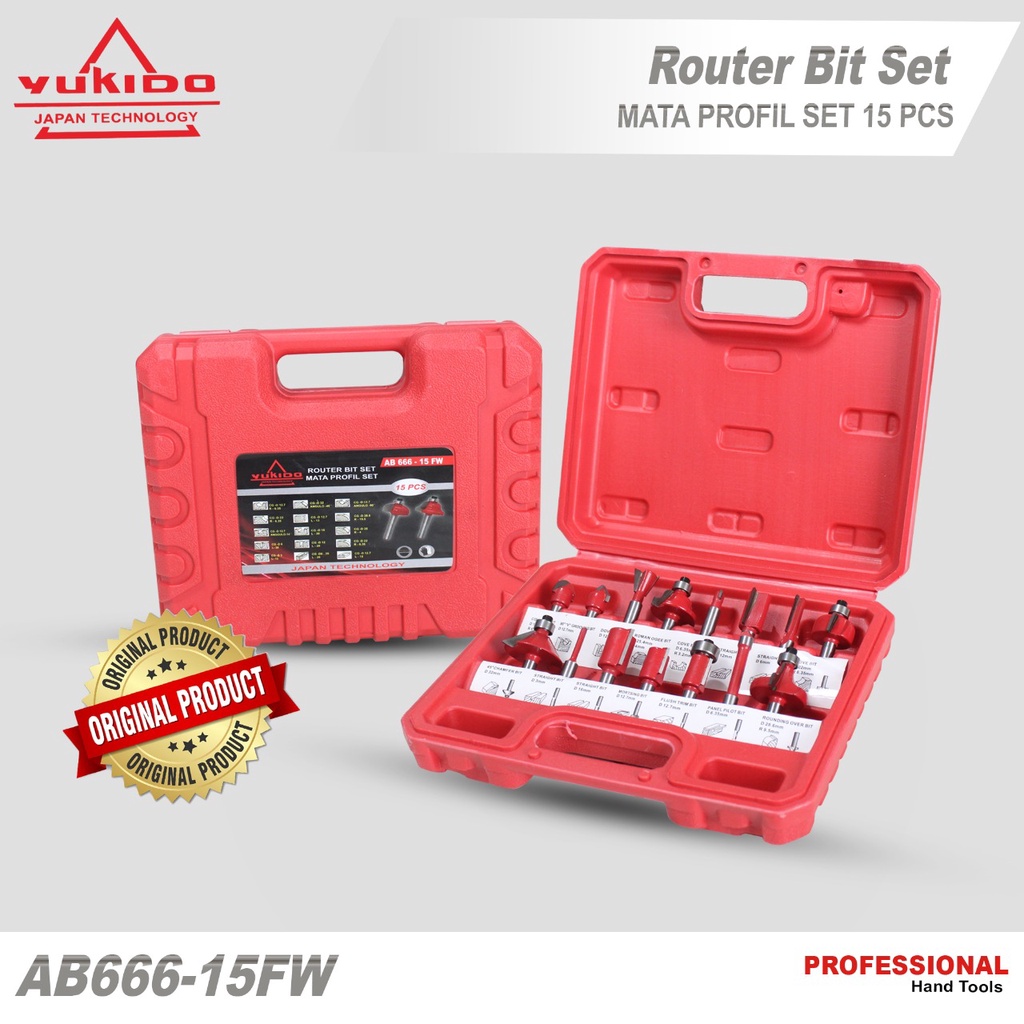 Jual mata profil mata router bit mata trimmer set 12pcs DAN 15pcs 1/4 ...
