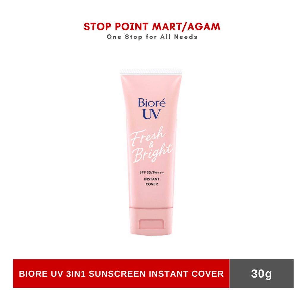 Jual Biore UV Fresh & Bright Instant Cover Sunscreen SPF50 PA+++ 30g ...